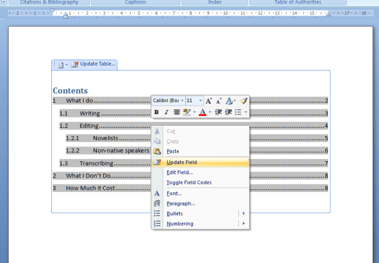 My short cuts – how to create a contents page in Word | LibroEditing ...