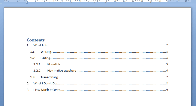 My short cuts – how to create a contents page in Word | LibroEditing ...
