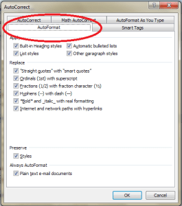 My short cuts – automatic formatting as you type (and how to get rid of ...