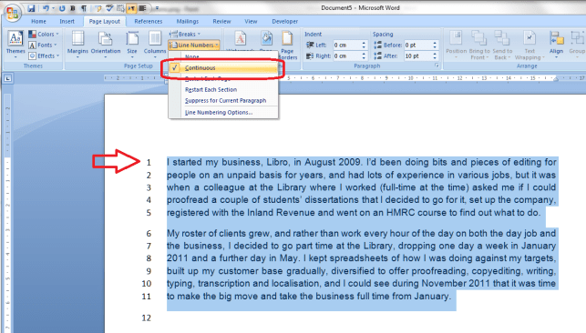 How to add line numbers to a Word document | LibroEditing proofreading ...