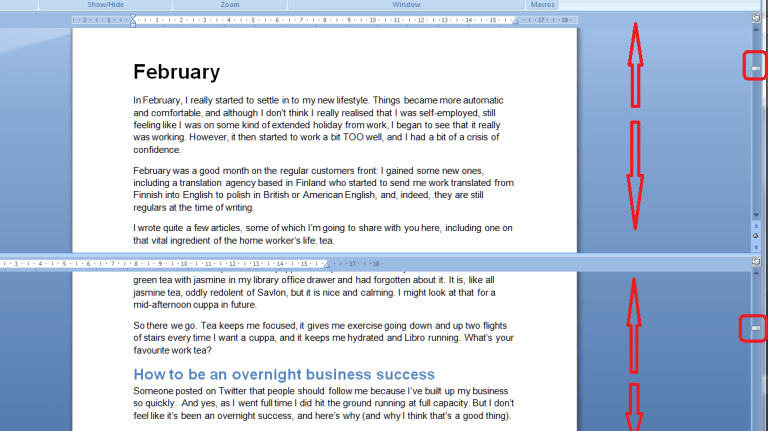 Using the split screen view in Word | LibroEditing proofreading ...