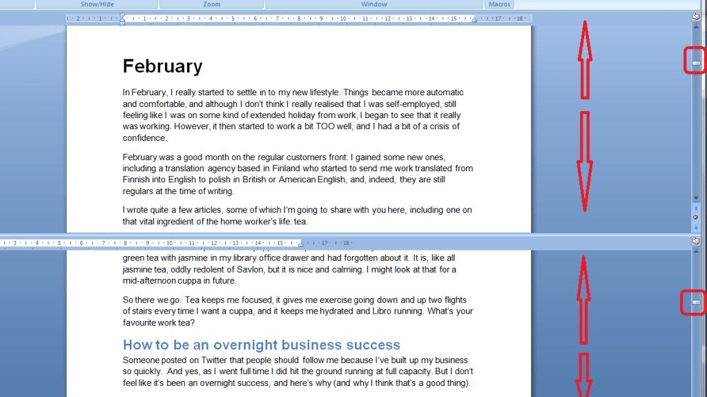Using the split screen view in Word | LibroEditing proofreading ...
