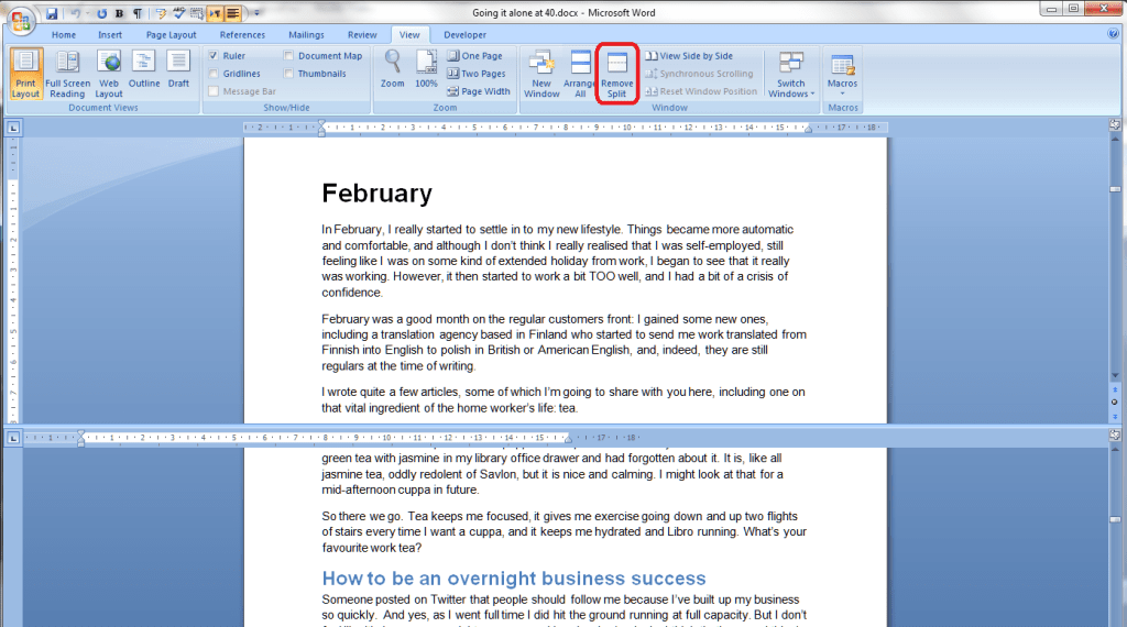 Using the split screen view in Word | LibroEditing proofreading ...