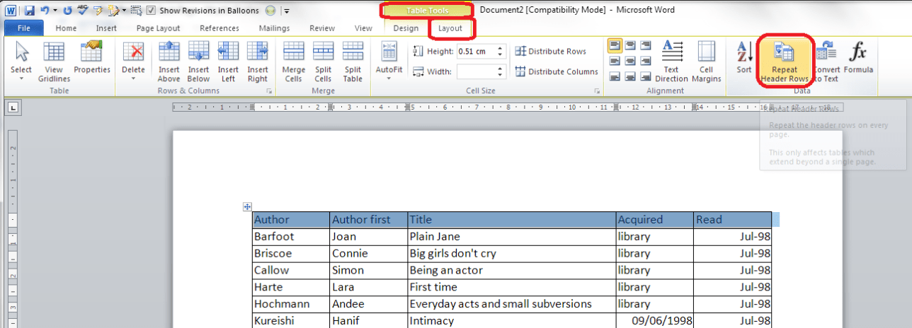 How do I keep my table headings over multiple pages in a Word document ...