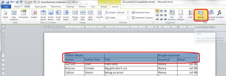 How do I keep my table headings over multiple pages in a Word document ...