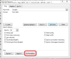 Find and replace in Word 2007, 2010 and 2013 3: finding formatting ...