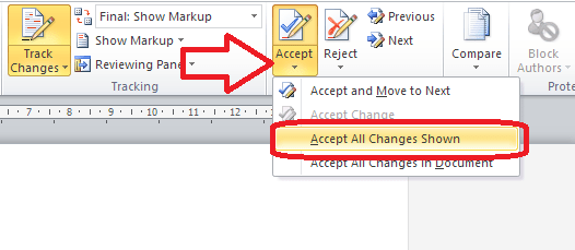 How do I accept one reviewer’s changes in Track Changes in Word 2010 ...