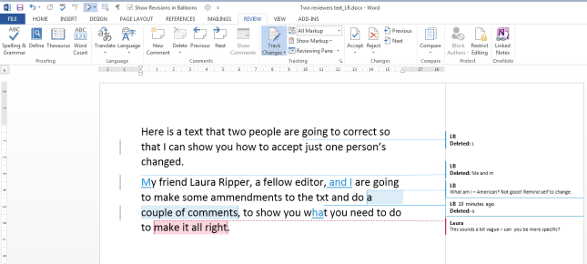 How do I accept one reviewer’s changes in Track Changes in Word 2010 ...