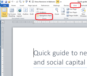 How do I view my Navigation pane in Word? How do I see the headings in ...